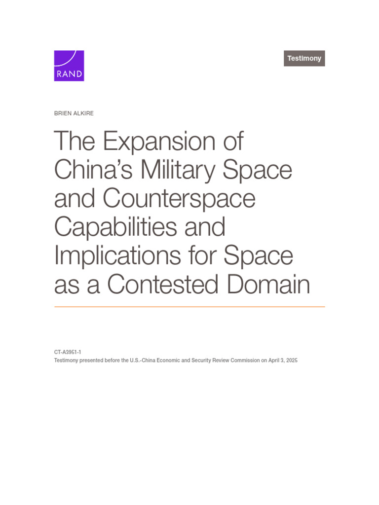 CTA3951 China Military in Space | PDF | Satellite | People's Liberation ...