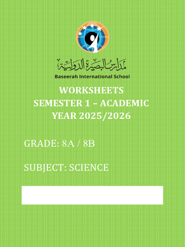 Grade 8 Science Worksheets 2025/2026 | PDF | Digestion | Solubility