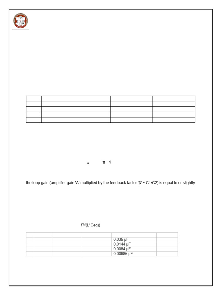 Colpitts Oscillator | PDF | Electronic Oscillator | Electrical Engineering