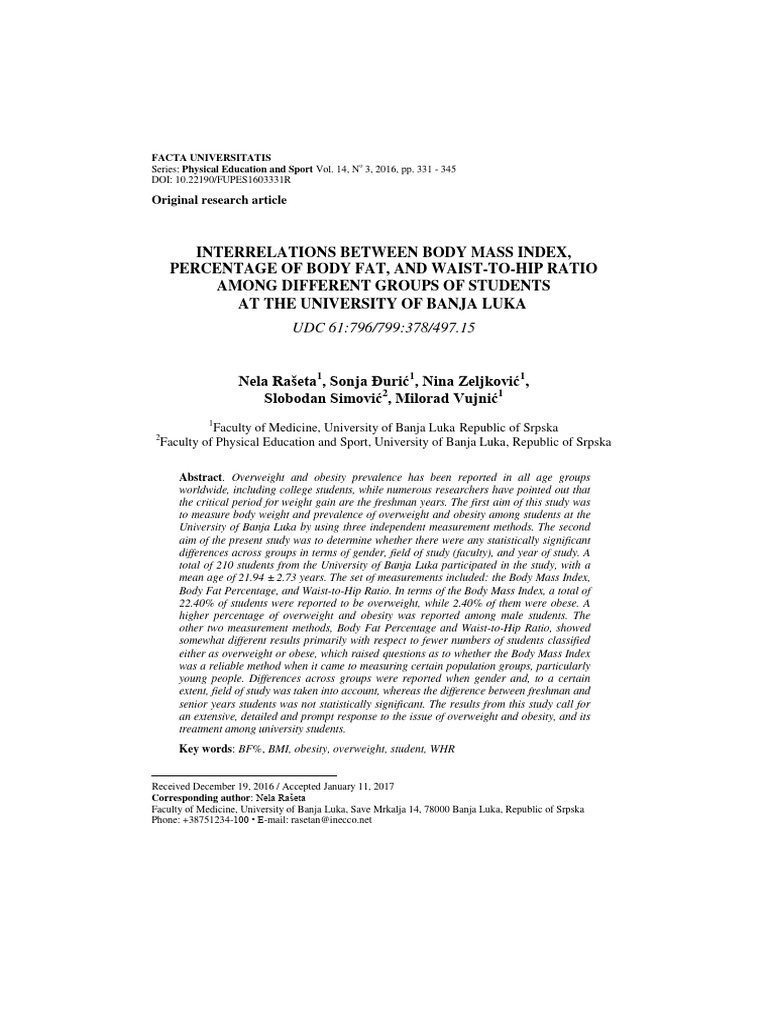 Interrelations Between Body Mass Index P | PDF | Body Mass Index ...