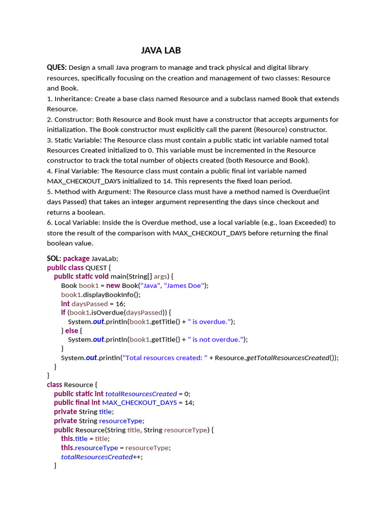 Java Lab | PDF | Constructor (Object Oriented Programming) | Programming