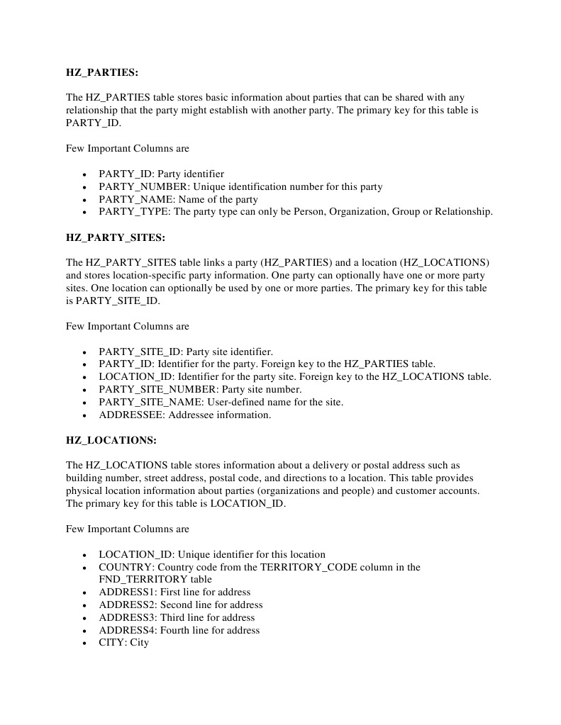 Overview of HZ Tables in Oracle Fusion | PDF | Data Model | Data