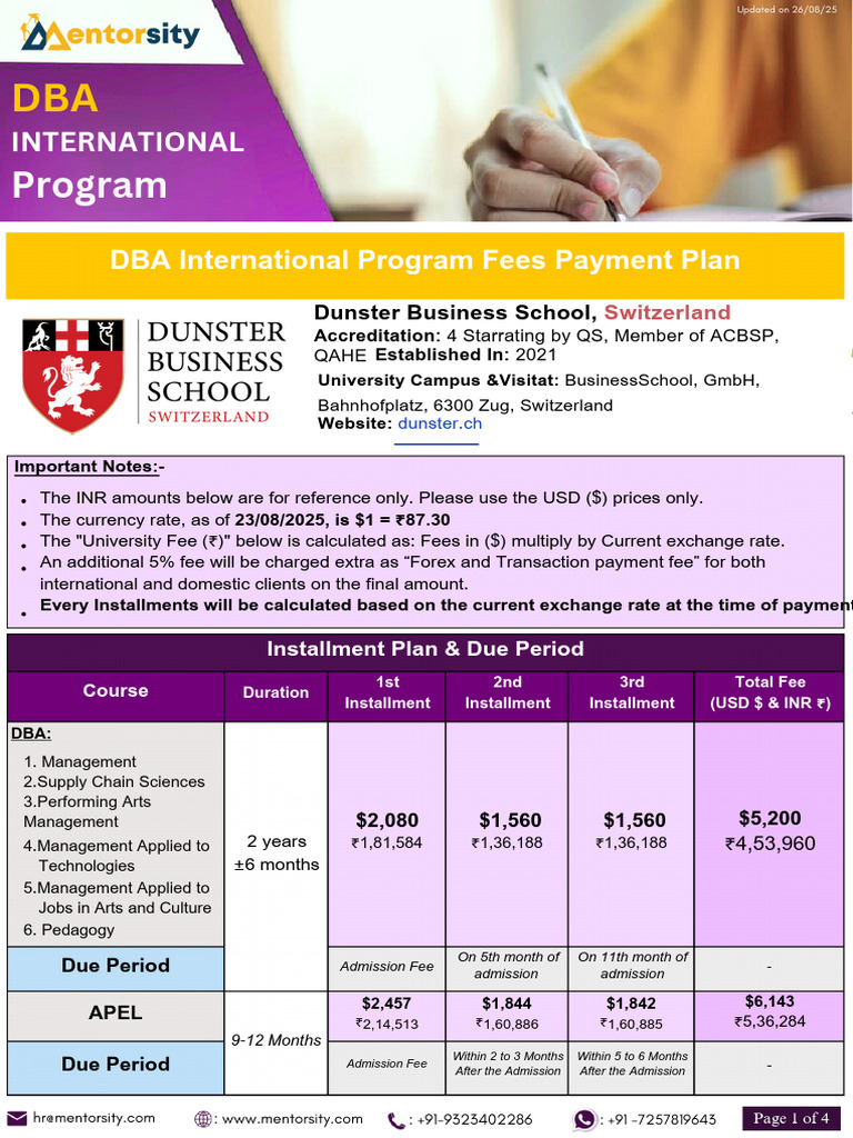 DBA International Program Fee Structure | PDF | Foreign Exchange Market ...