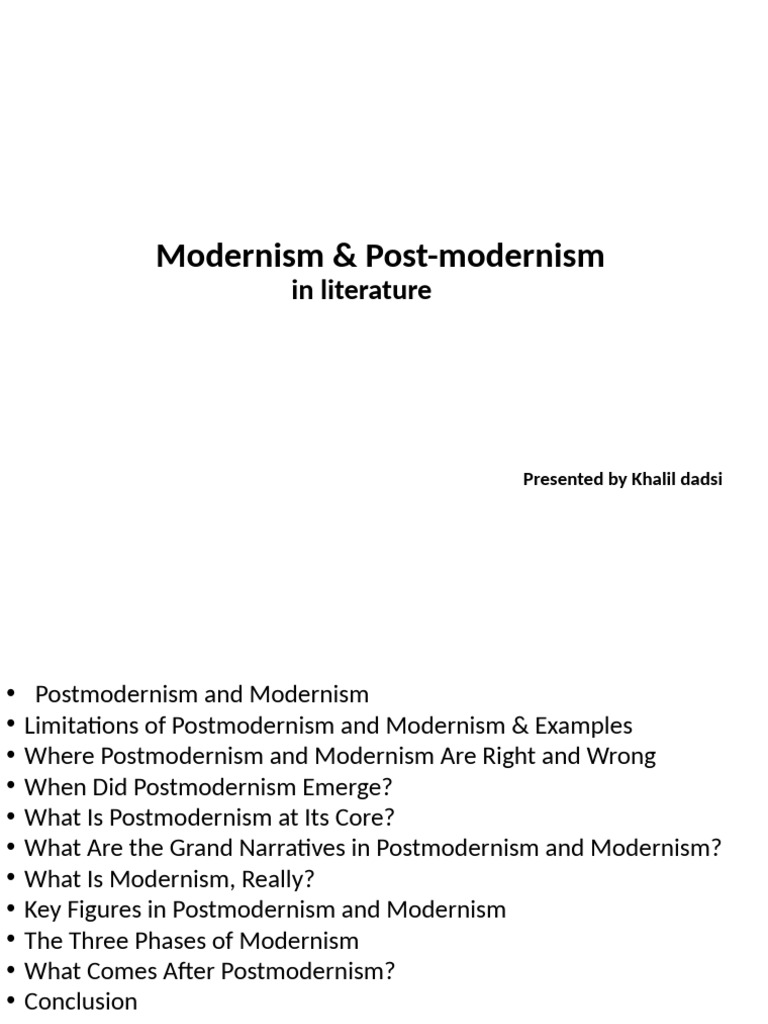 Modernism vs. Postmodernism in Literature | PDF | Postmodernism | Modernism