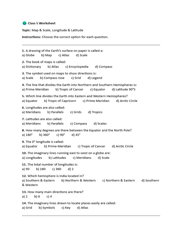 ? Class 5 Worksheet | PDF