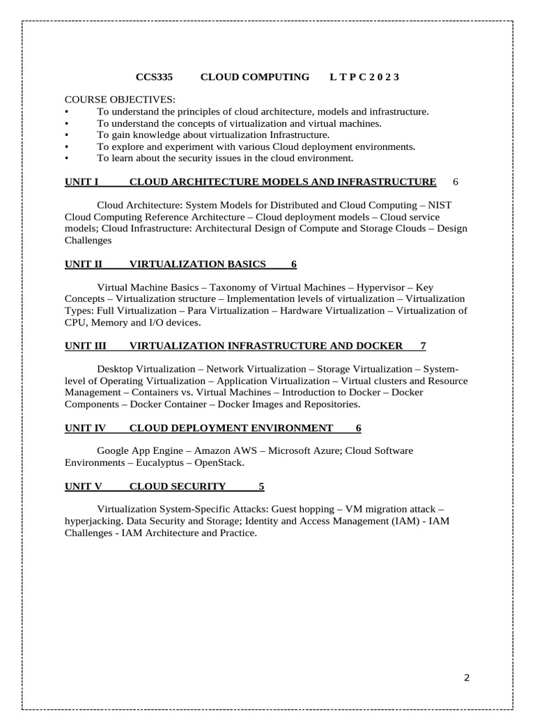 Ccs335 Cloud Computing Notes1 | PDF | Cloud Computing | Software As A ...