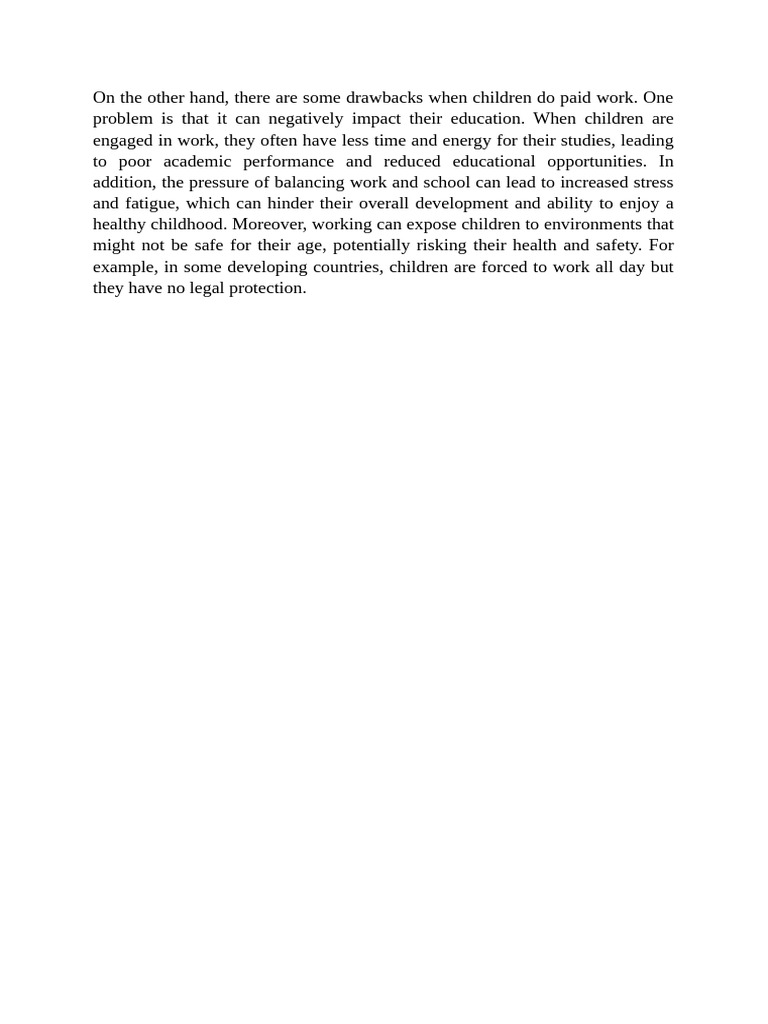 Disadvantages of Children Doing Paid Work | PDF