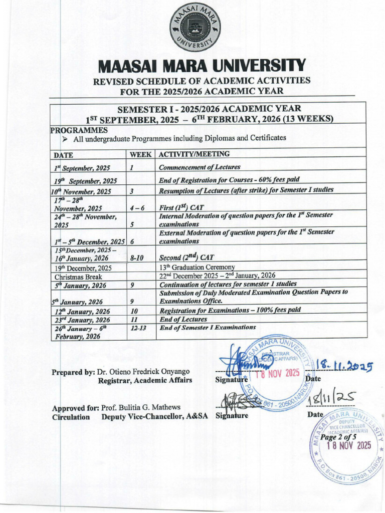REVISED Academic Calendar | PDF