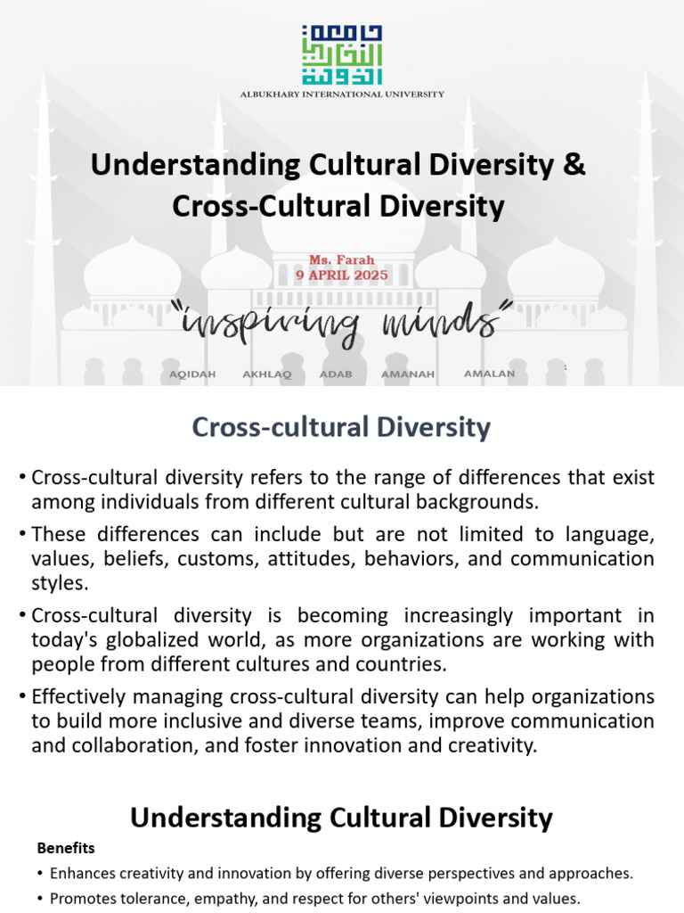 Week 3 - Understanding Cultural Diversity Cross Cultural Diversity ...