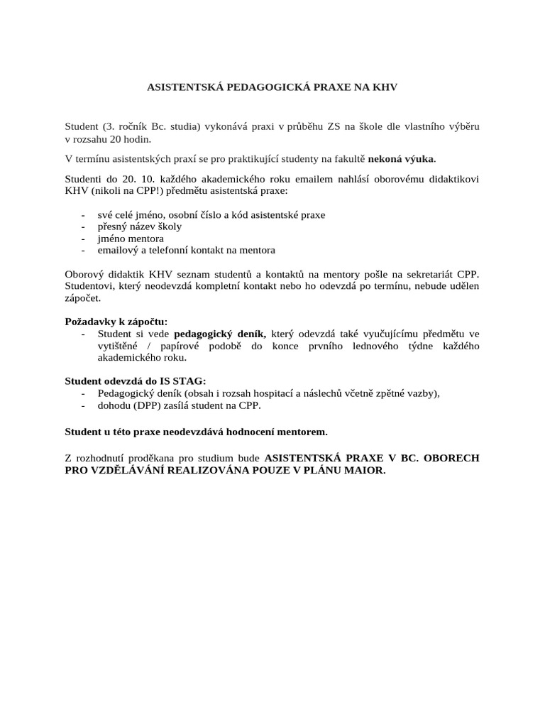 Asistentská Pedagogická Praxe | PDF