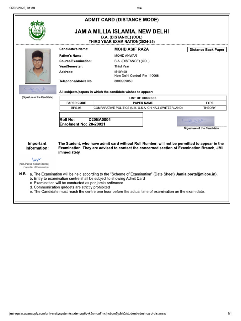 Admit Card | PDF