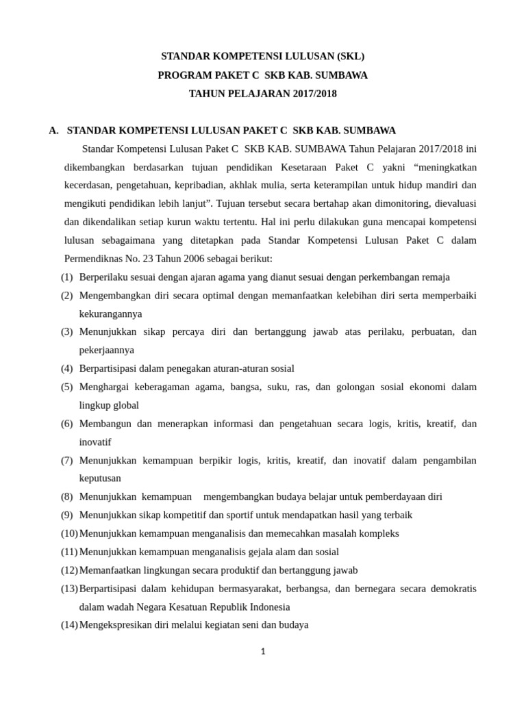 Standar Tingkat Pencapaian Perkembangan | PDF