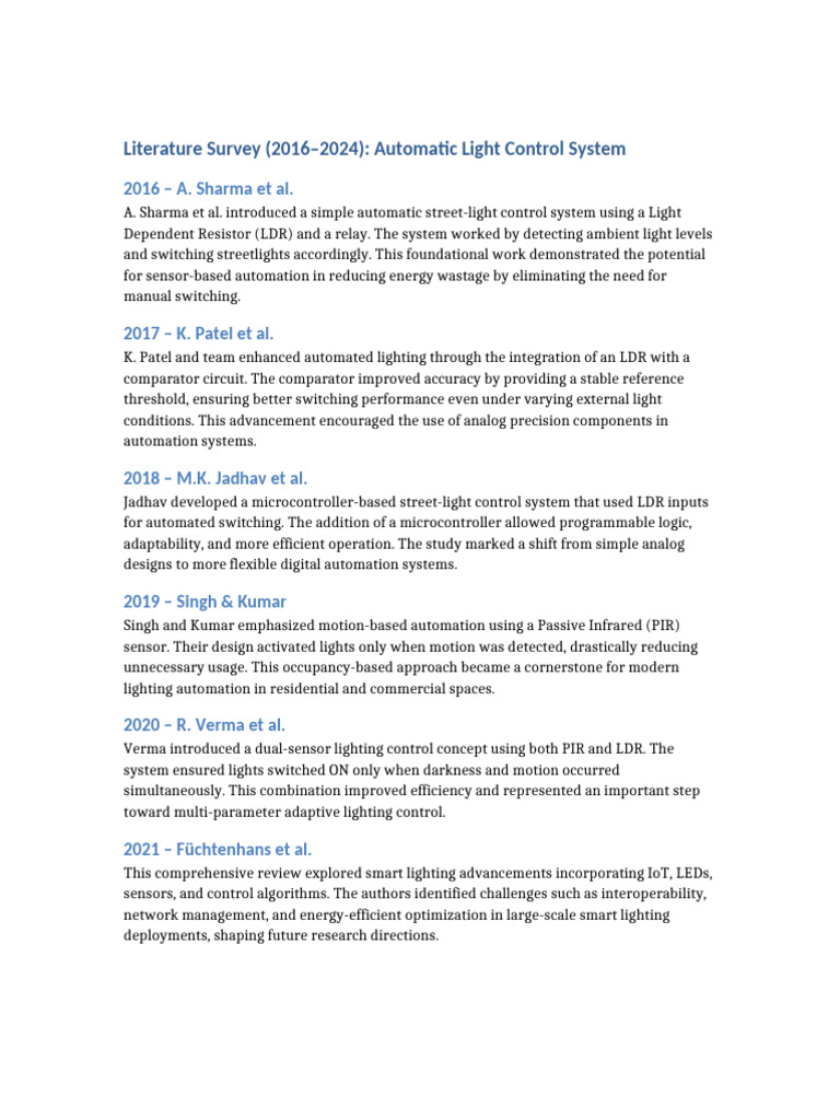 Automatic Light Control Systems Review | PDF | Automation | Lighting