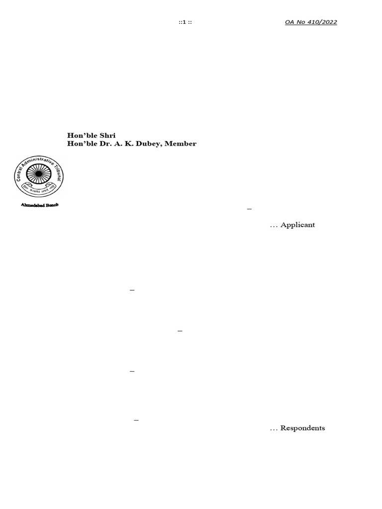 CAT Order Preethi L Rao | PDF | Justice | Crime & Violence