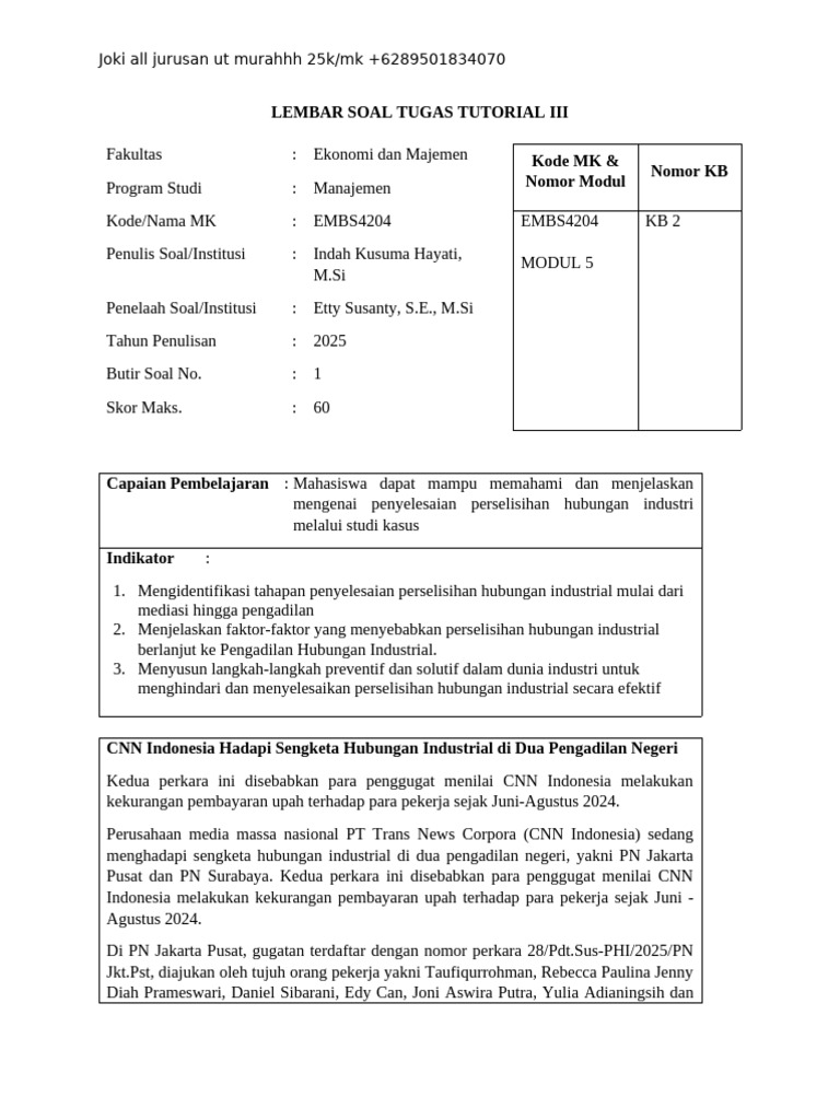 TUGAS III Hub Industrial | PDF
