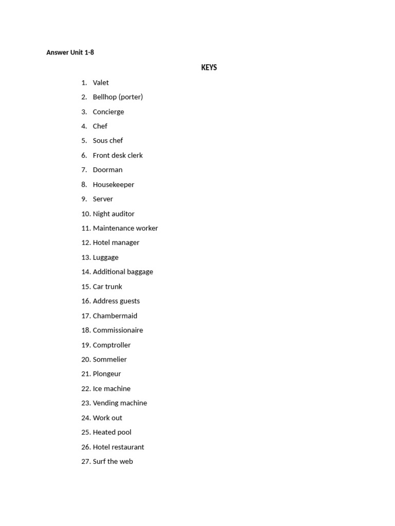 Keys Review Vocabulary Unit 9 To End | PDF | Foods | Cuisine