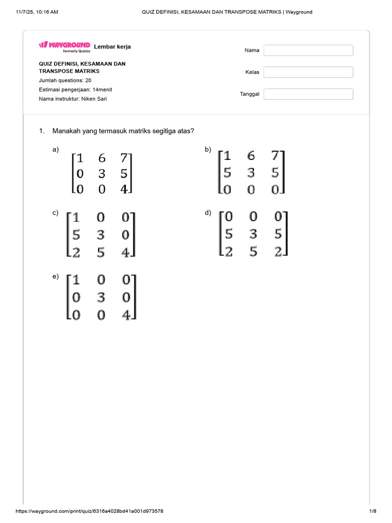 2 Operasi Matriks | PDF
