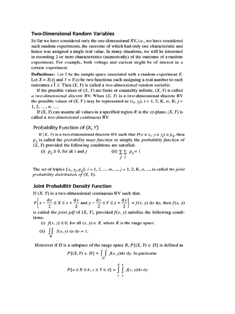 Bivariate Random Variables Pdf