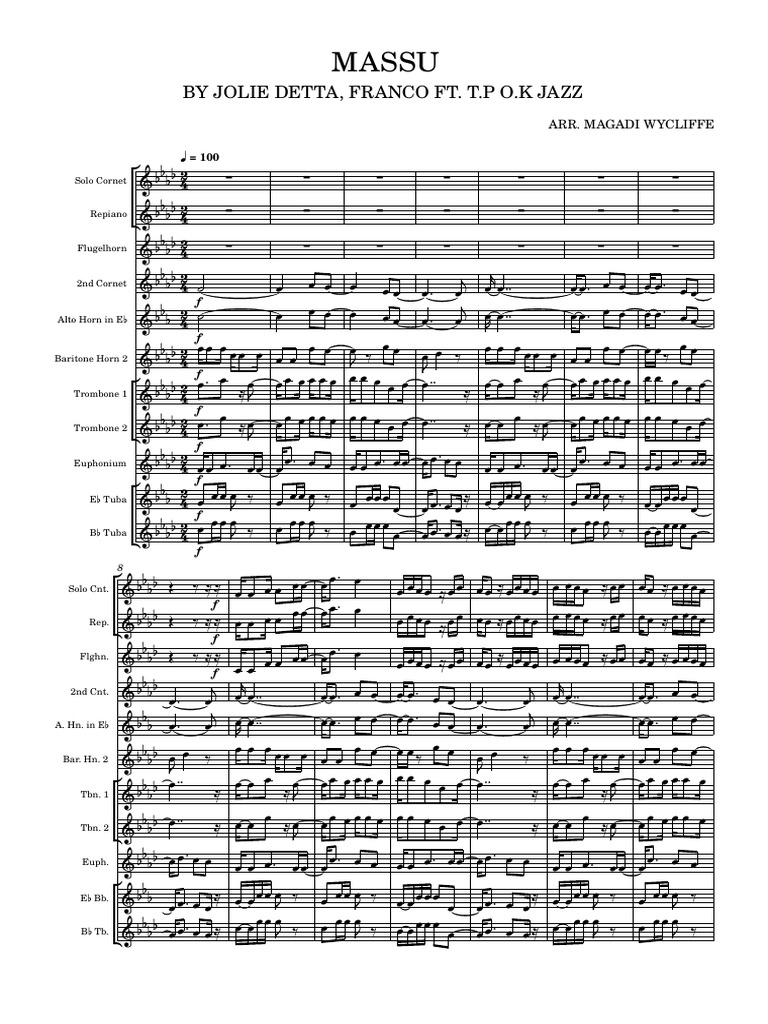 Massu Arrangement for Brass Ensemble | PDF | Aerophones | Elementary ...