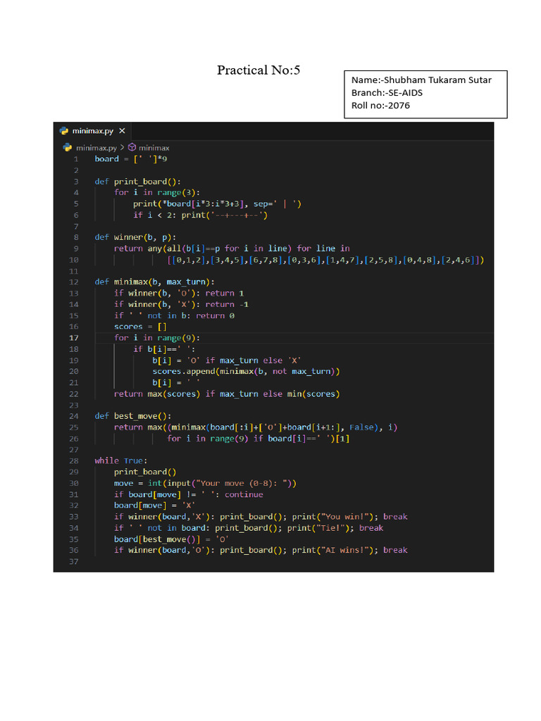 Practical No 5 | PDF