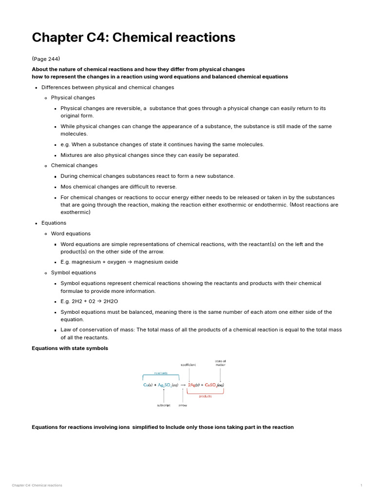 Chapter C4 Chemical Reactions | PDF | Chemical Reactions | Redox