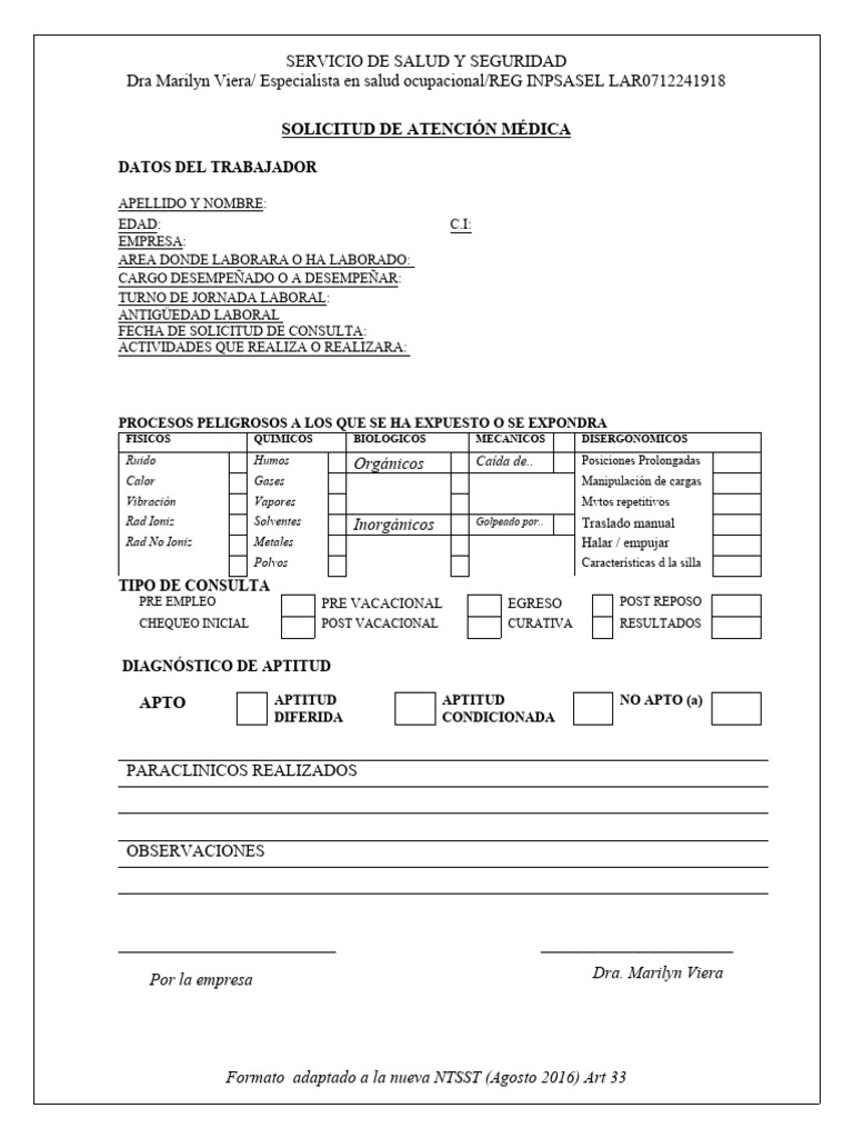 Formato de Consulta Dra Marylyn | PDF