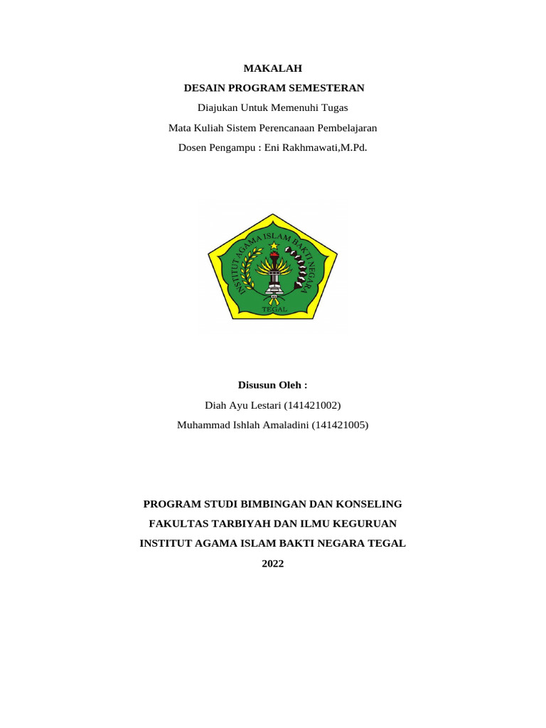 Makalah Desain Program Semesteran Diah Ishlah | PDF