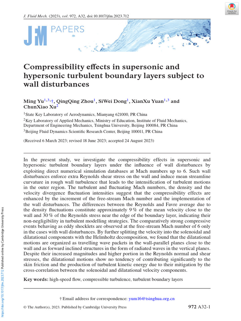 Compressibility in Supersonic Turbulent Layers | PDF | Fluid Dynamics ...