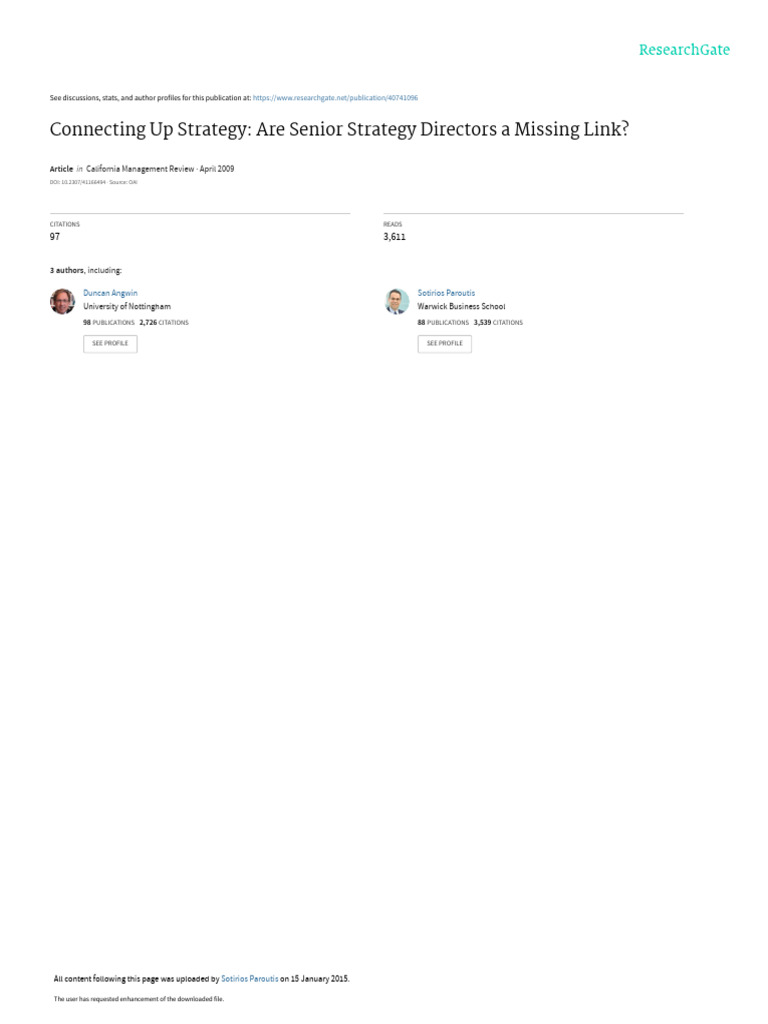 Angwin Paroutis Mitson Connecting Strategy Senior Strategy Directors ...