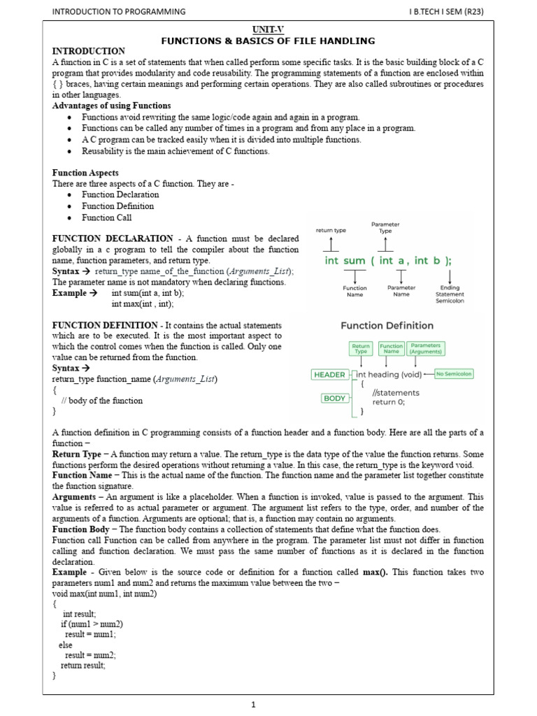 Unit 5 | PDF | Parameter (Computer Programming) | Pointer (Computer Programming)