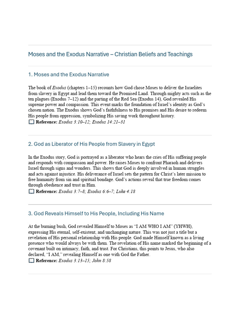 Moses and The Exodus Narrative - Christian Beliefs and Teachings | PDF ...