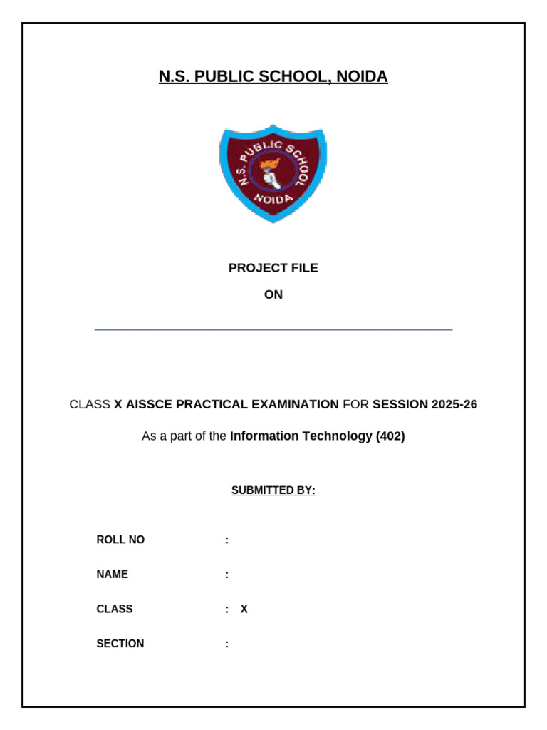 Project File Cover Page X | PDF