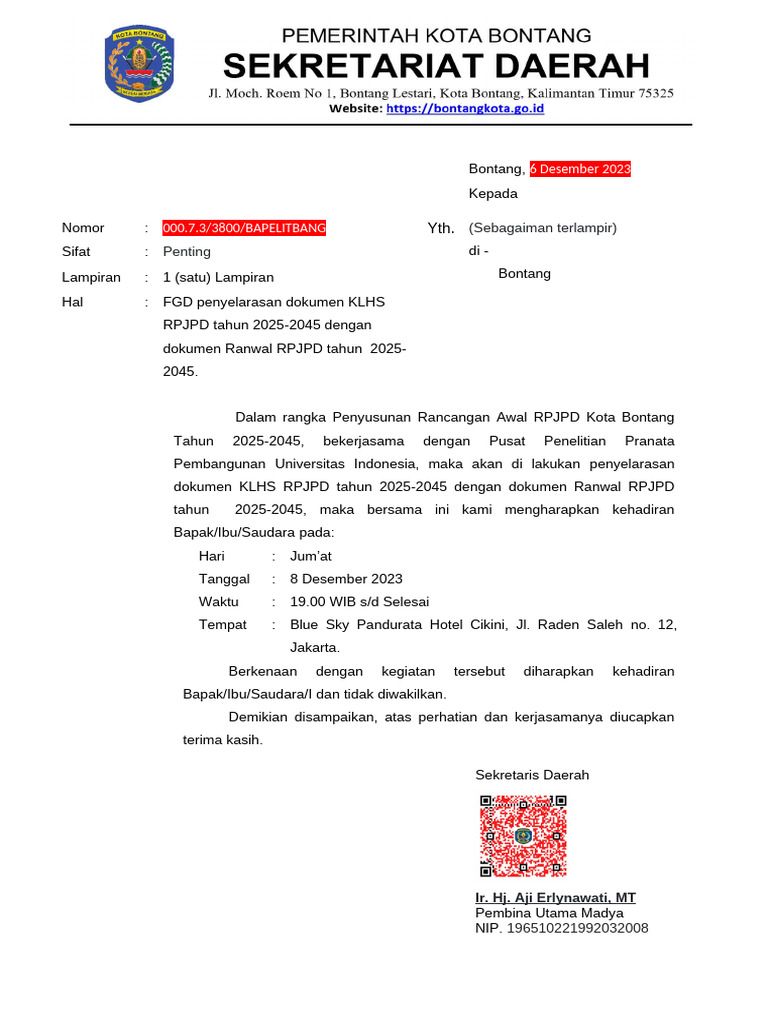 FGD Penyelarasan KLHS dan RPJPD Bontang | PDF