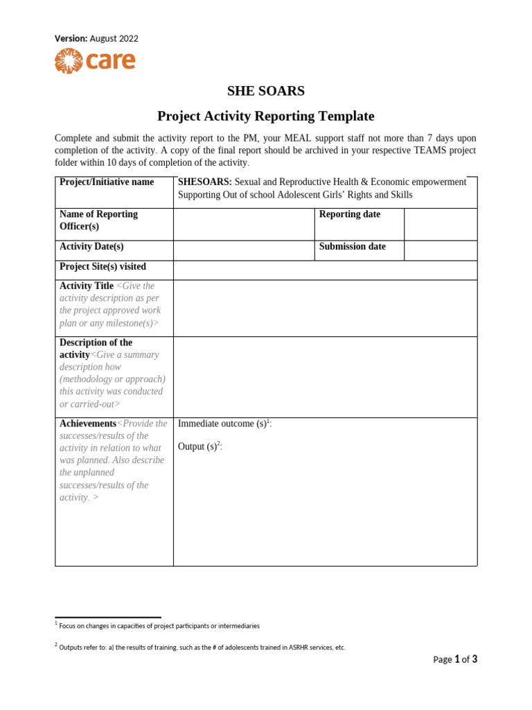 SHESOARS Project Activity Report | PDF | Mammalian Sexuality | Sexuality