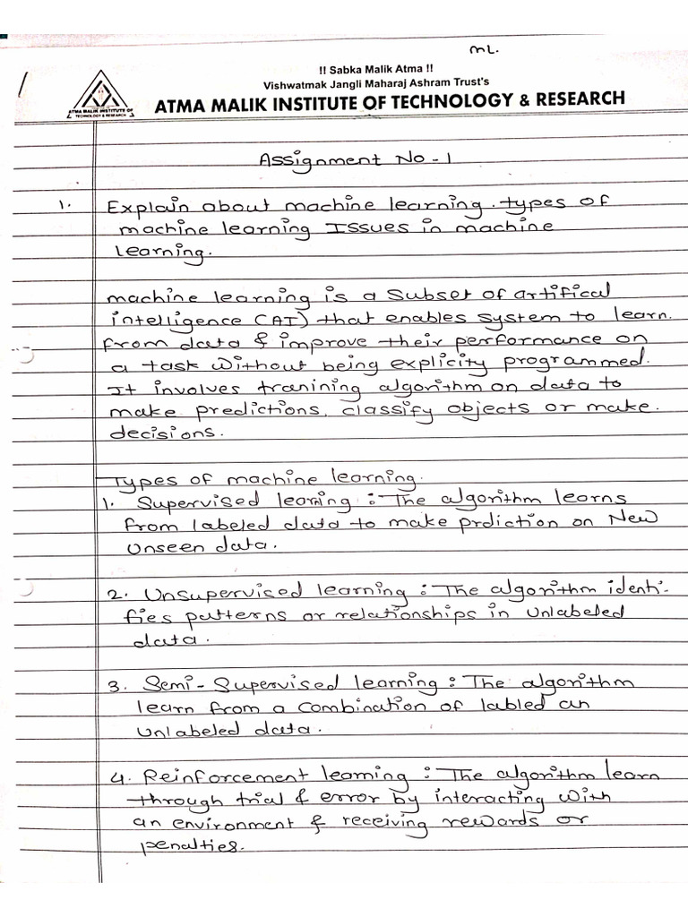 Machine Learning Assignment NO.1 | PDF