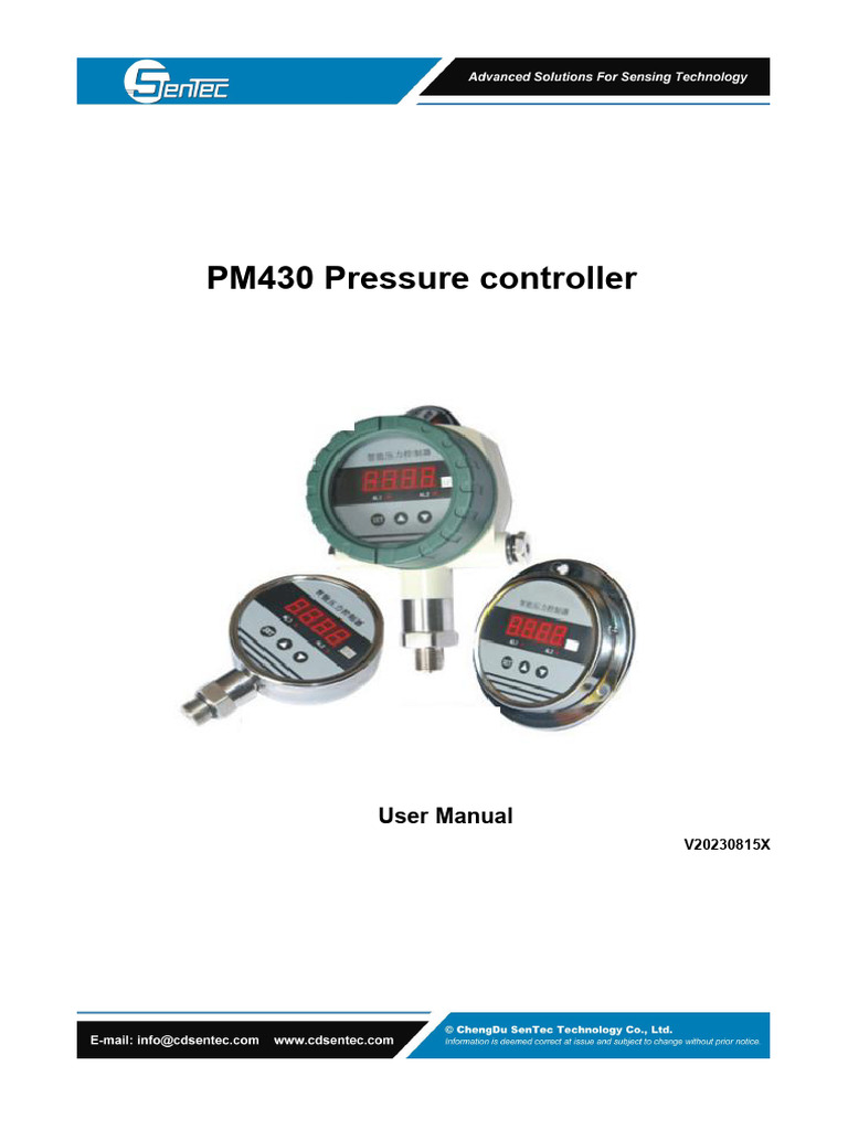 PM430 Pressure Controller User Manual | PDF | Pressure Measurement ...