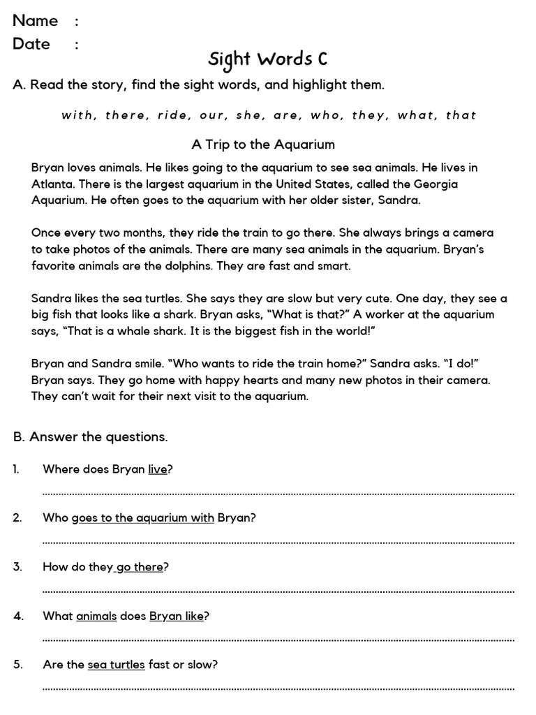 Sight Words C | PDF