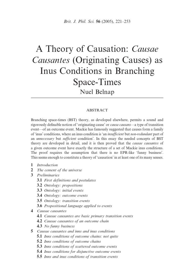 Causae Causantes as Inus Conditions in Branching Space-Times | PDF ...