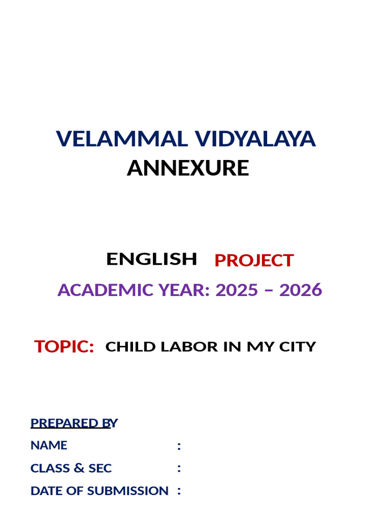 English Final Project Annexure Front Page | PDF