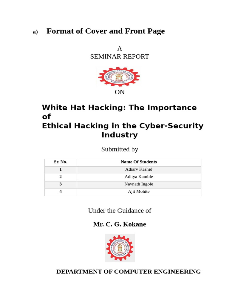 Seminar Report | PDF | Security Hacker | White Hat (Computer Security)