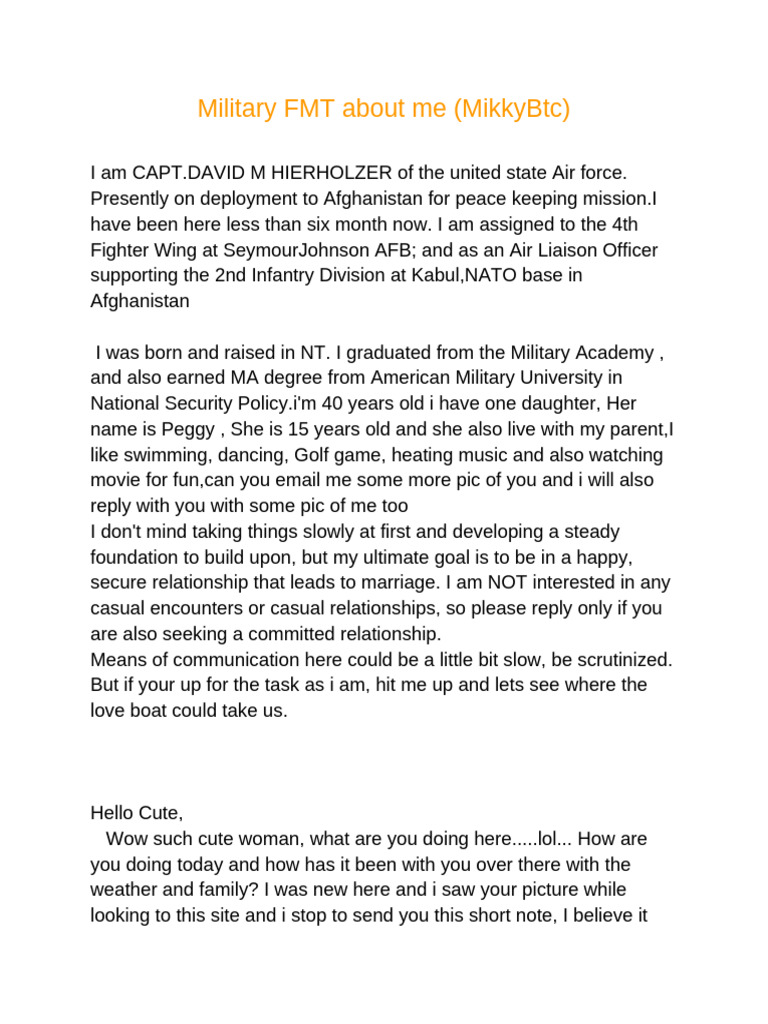 Military FMT About Me | PDF
