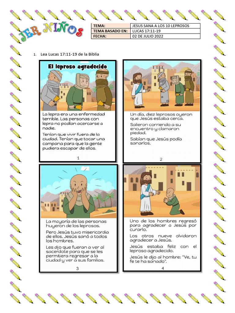 Jesus San A Los 10 Leprosos - Escuela Dominical - Nº1 | PDF