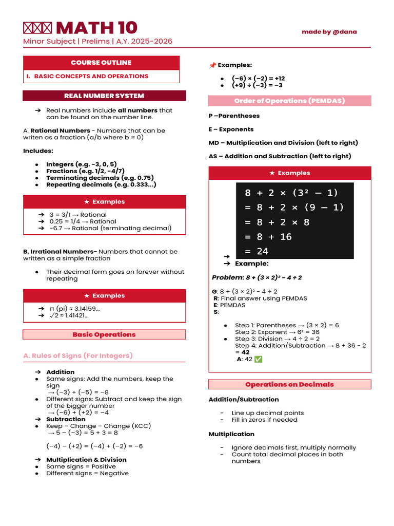 Math 10 Reviewer | PDF | Area | Triangle