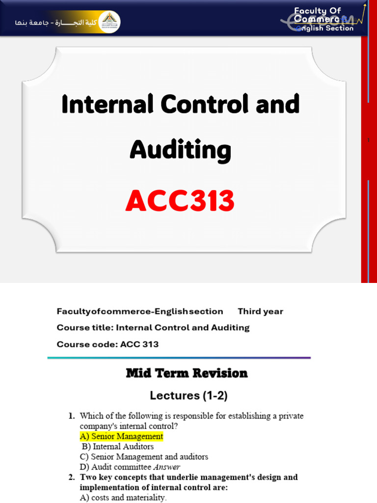 Internal Control and Auditing Revision Guide | PDF | Internal Control ...