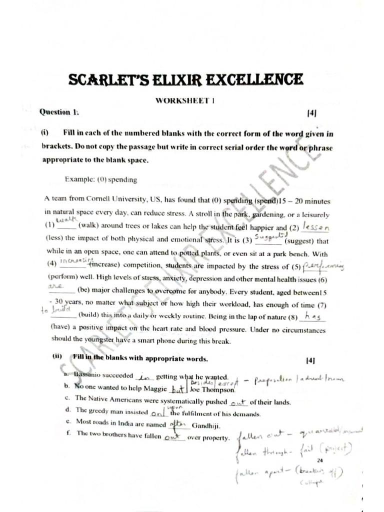 Grammar Worksheet (1-17) Solution Set | PDF