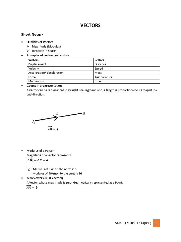 Understanding Vectors: Properties & Operations | PDF | Euclidean Vector ...