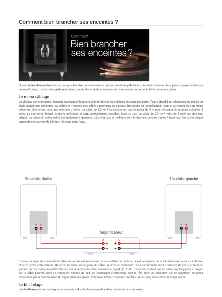 Guide de branchement d'enceintes Hi-Fi | PDF | Amplificateur ...