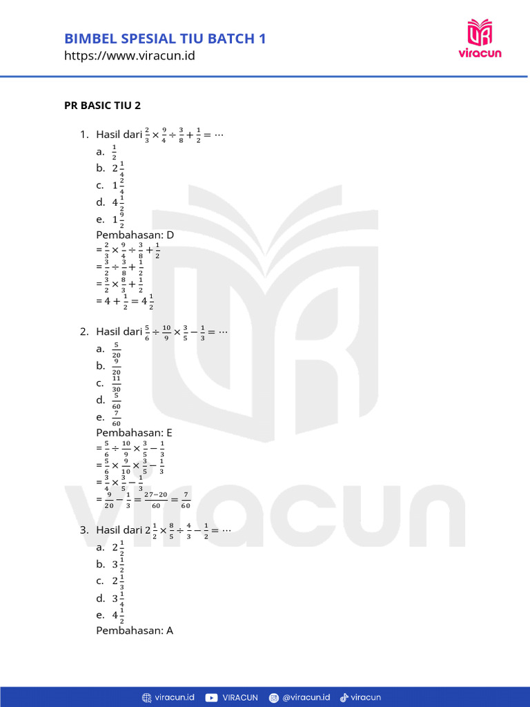 2.1 Pembahasan PR Basic TIU 2 - Bimbel Spesial TIU Batch 1 | PDF
