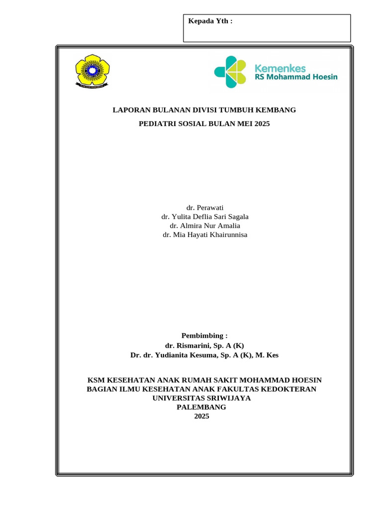 Laporan Tumbuh Kembang Anak Mei 2025 | PDF