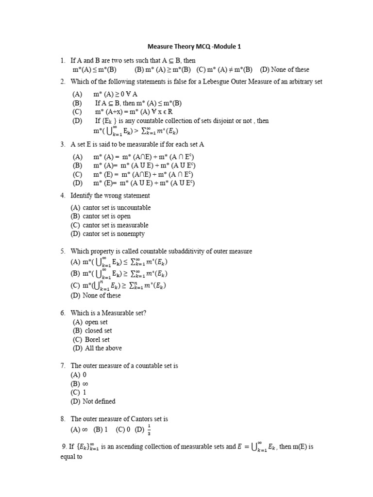 ME010205 Measure and Integration | PDF | Measure Theory | Functions And Mappings